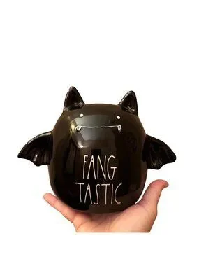Rae Dunn | Holiday | Rae Dunn Halloween Fang Tastic Black Bat Ceramic ...